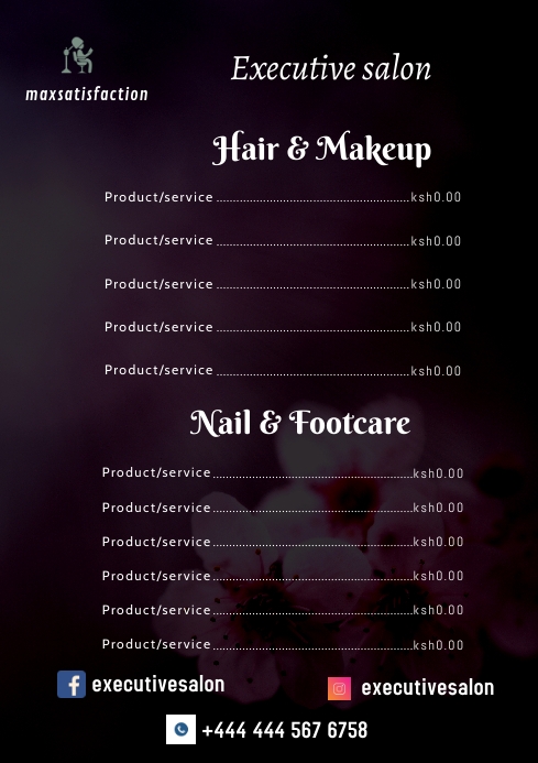 Salon pricelist flyer Template | PosterMyWall