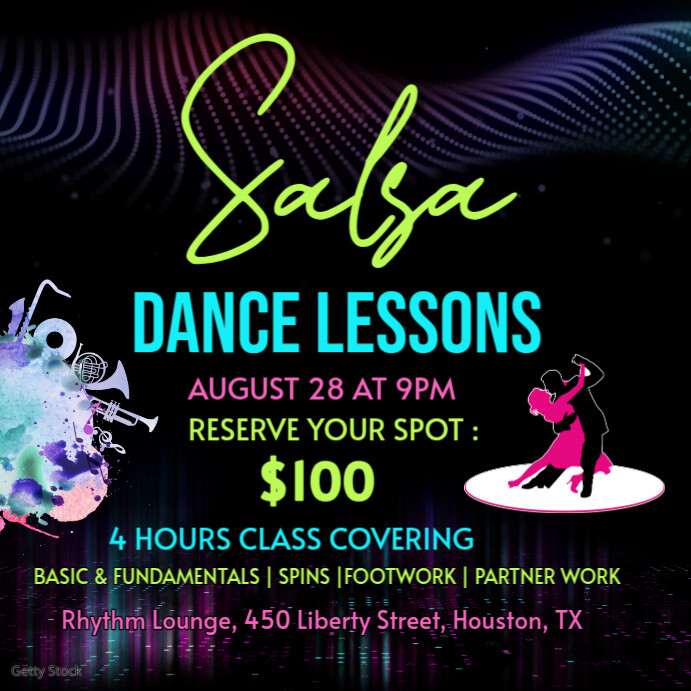 Salsa Dance Lessons Event Invitation Flyer Template | PosterMyWall