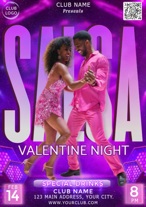 Salsa Valentine Night Party Invitation Social Media Template | PosterMyWall
