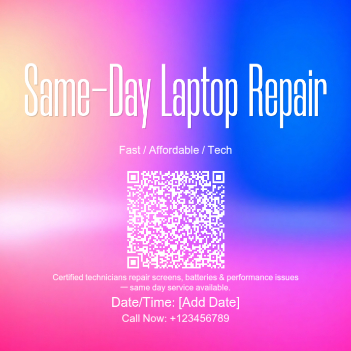 Same-Day Laptop Repair Instagram Square Post Template | PosterMyWall