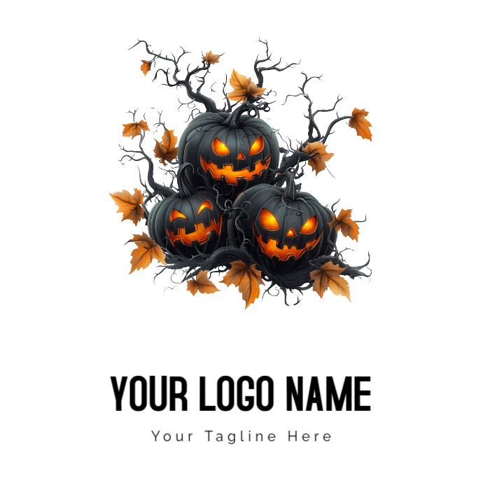 Samhain - Halloween Pumpkins With Glowing Faces Logo Template ...