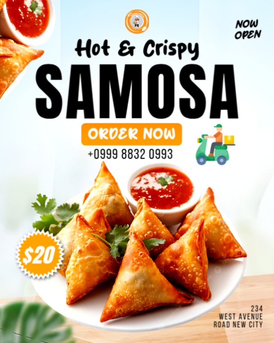 Samosa chicken beef sambusa fast food restaurant delivery poster online ...