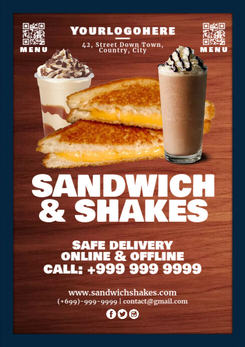 Sandwich & Shake Promo Template | PosterMyWall