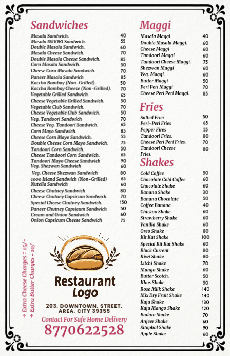 Copy of Sandwich & Shakes Menu Template | PosterMyWall
