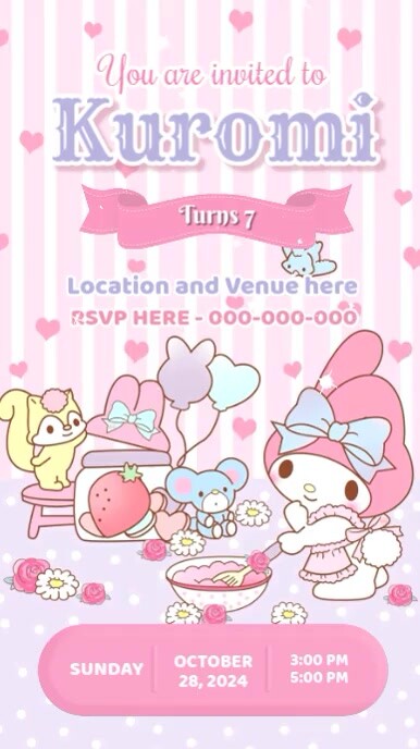 Plantilla de sanrio birthday invitation | PosterMyWall