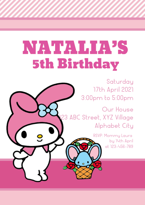 Copy of Sanrio Melody Birthday Invitation | PosterMyWall