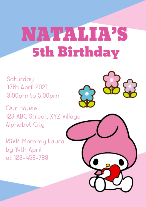 Sanrio Melody Birthday Invitation Template | PosterMyWall