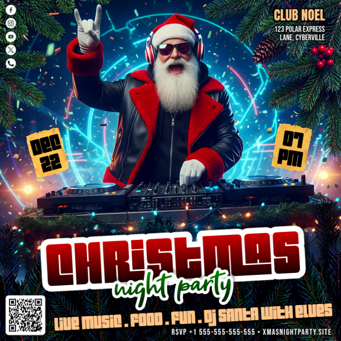Santa's Christmas Party Night Banner Template | PosterMyWall