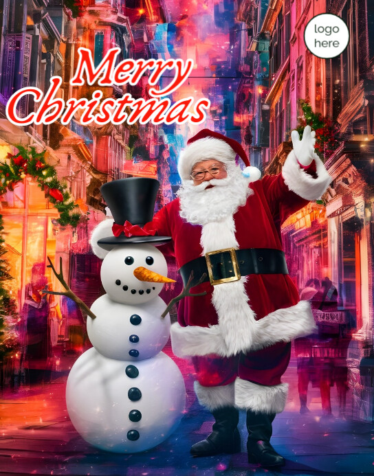 Santa and Snowman Christmas Poster Template | PosterMyWall
