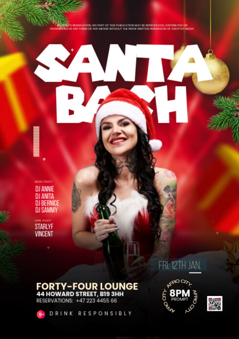Santa Bash Christmas Party Template | PosterMyWall