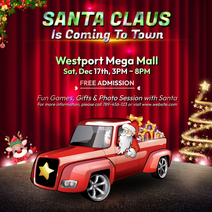 Santa Claus is coming to town flyer design Template | PosterMyWall