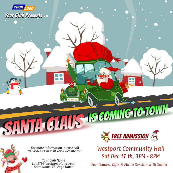 Copy of Santa Claus is coming to town flyer design | PosterMyWall