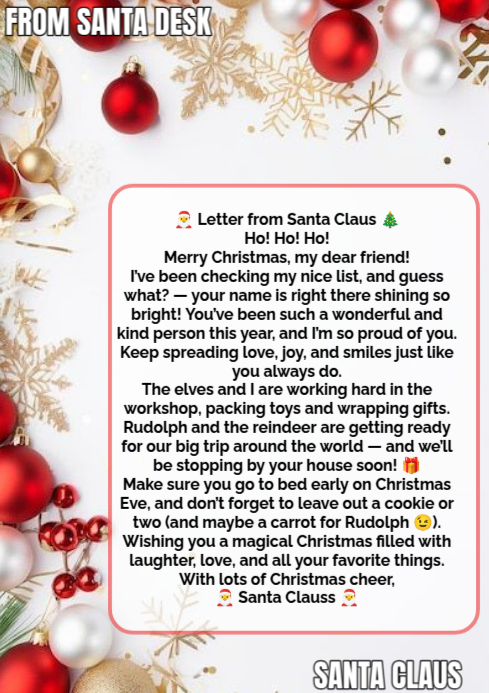 Santa claus letter Template | PosterMyWall
