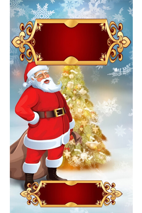 Santa Claus with Golden Christmas Frame and Tree Template | PosterMyWall