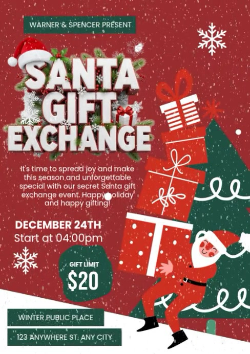 Santa Gift Exchange Flyer Template | PosterMyWall