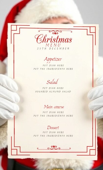 Santa holding Christmas menu Template | PosterMyWall