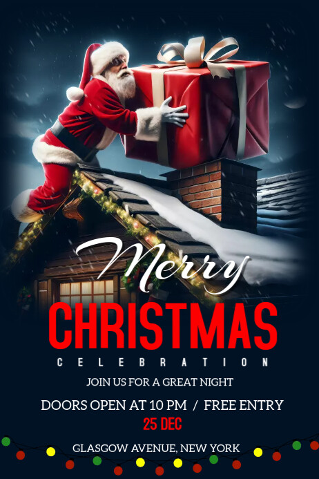 Santa Illustrative Merry Christmas Celebration Event Poster Template ...