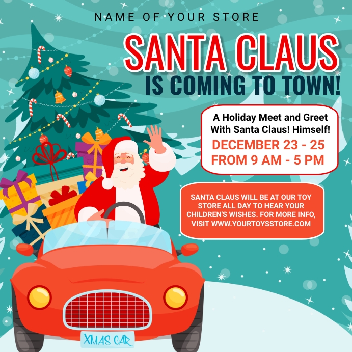 Santa Akan Datang ke Brosur Kota Templat | PosterMyWall