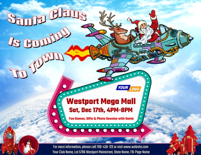 Santa is coming to town - Santa Rocketman Template | PosterMyWall