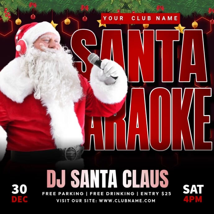 Santa Karaoke Flyer Template | PosterMyWall
