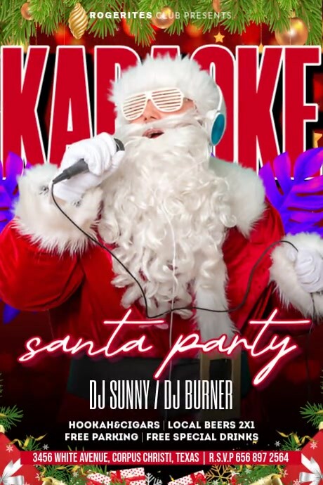 Santa Karaoke Party Template | PosterMyWall