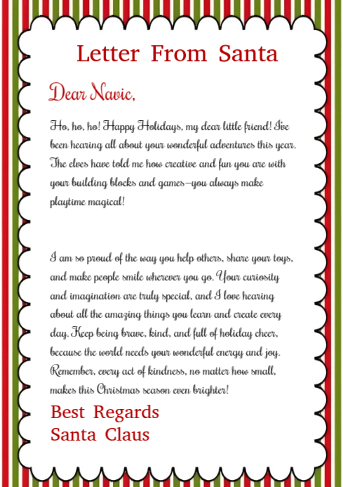 Santa Letter To Kids Template | PosterMyWall