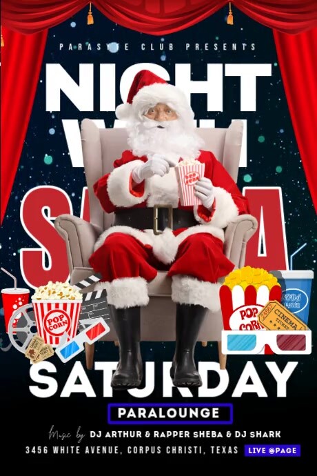 Santa Movie Night Santa Template | PosterMyWall