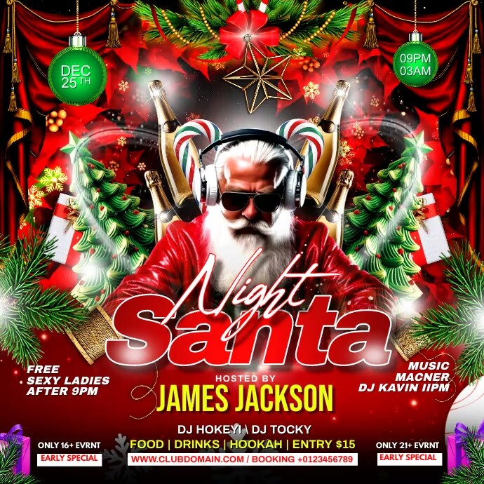 SANTA NIGHT PARTY XMAS Template | PosterMyWall