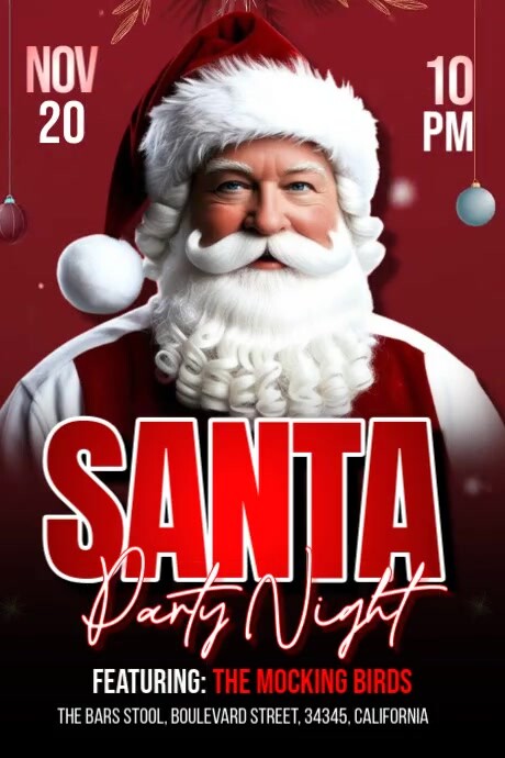 Santa Party Night Templat | PosterMyWall