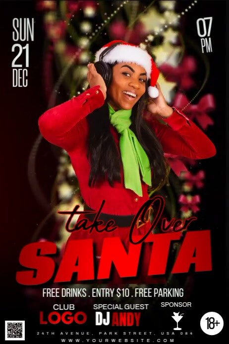 Plantilla de Santa Party Take Over | PosterMyWall