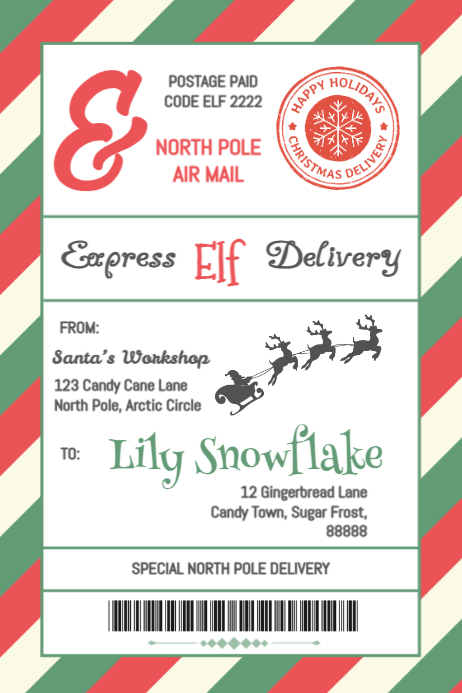 Santa Shipping Postage Label Template | PosterMyWall