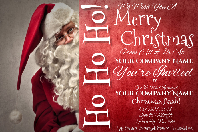 Copy of Santa Sign Christmas Red White X-Mas Holiday Party Event Ad ...
