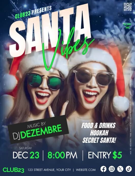 Plantilla de Santa Vibes christmas party video flyer | PosterMyWall