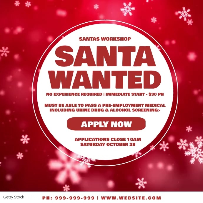 Santas Wanted Video Poster Template | PosterMyWall