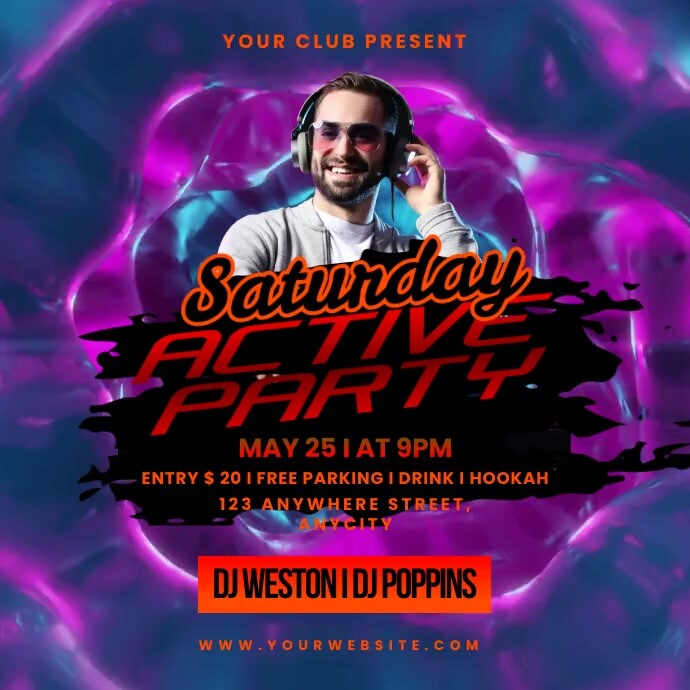 Plantilla de Saturday Active Party | PosterMyWall