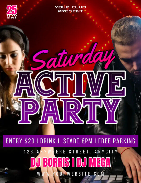Copy of Saturday Active Party | PosterMyWall