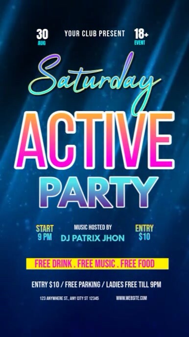 saturday active party Template | PosterMyWall