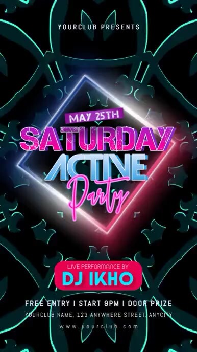 saturday active party Template | PosterMyWall