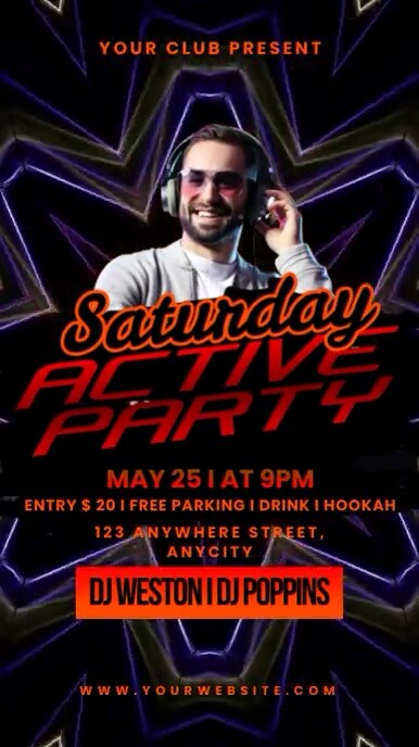 Plantilla de Saturday Active Party | PosterMyWall