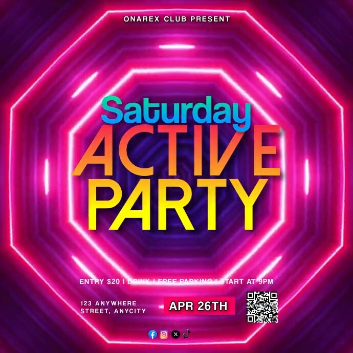 Saturday Active Party Template | PosterMyWall