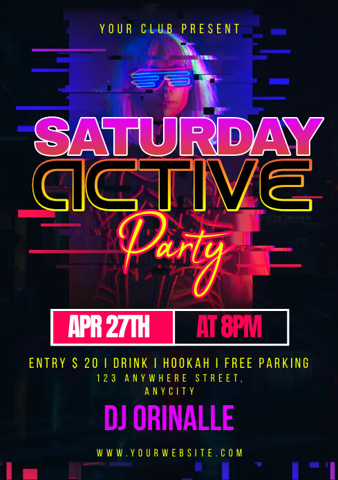 Saturday Active Party Template | PosterMyWall