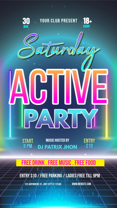 Copy of Saturday active party | PosterMyWall