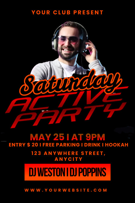 Plantilla de Saturday Active Party | PosterMyWall
