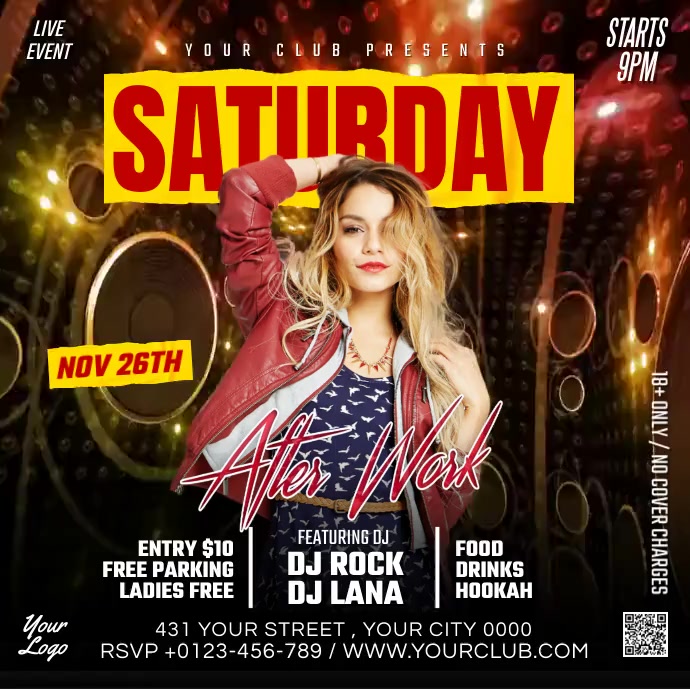 Saturday After Work Template | PosterMyWall