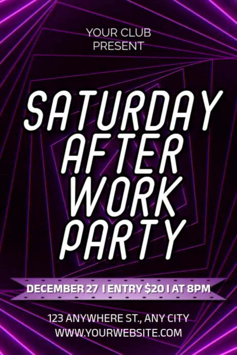 SATURDAY AFTER WORK PARTY Template | PosterMyWall