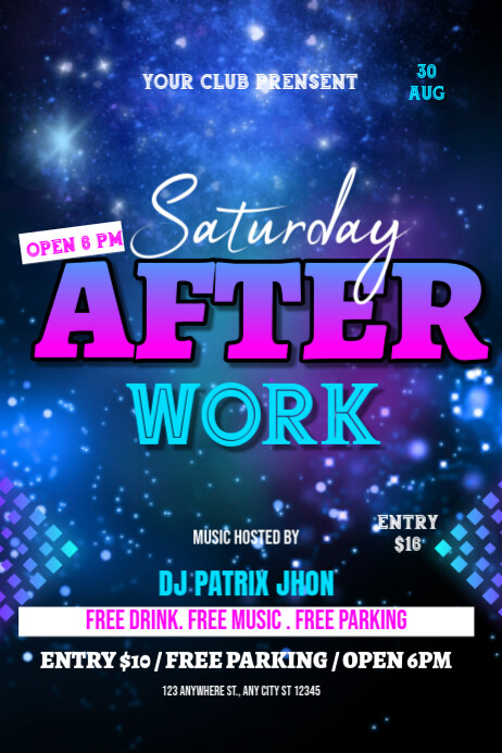 Saturday after work poster Template | PosterMyWall