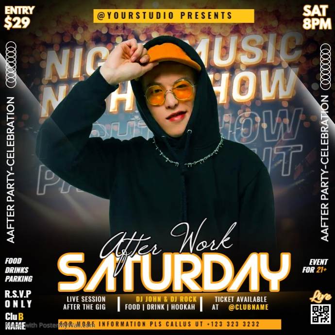 Saturday Afterwork Party Template | PosterMyWall