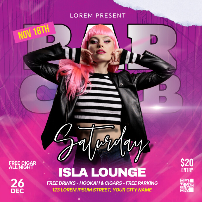 Plantilla de Saturday Bar Night Party | PosterMyWall