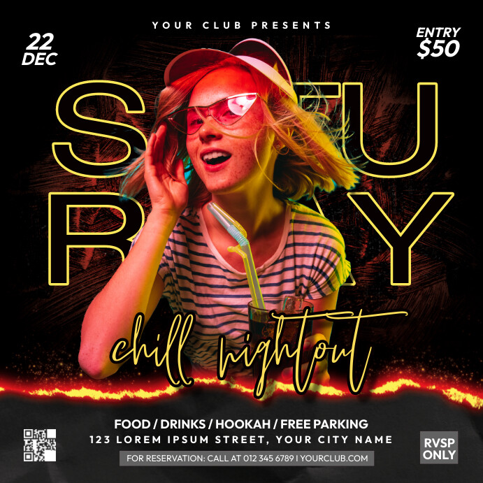 Saturday Chill Night Out Template | PosterMyWall