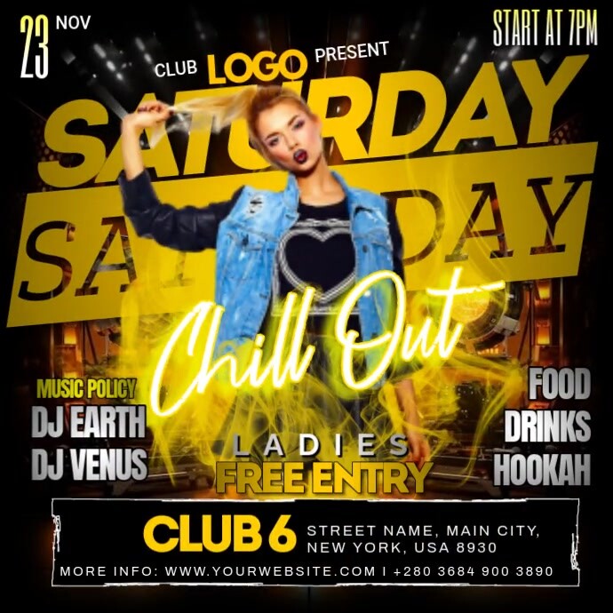 Copy of Saturday Chill Out Party | PosterMyWall